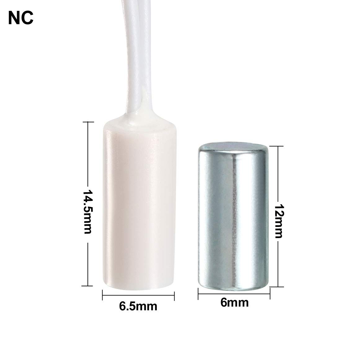 uxcell N.C. Recessed Wired Window Garage Contact Sensor Alarm Magnetic Reed Switch White HC-34A 10pcs