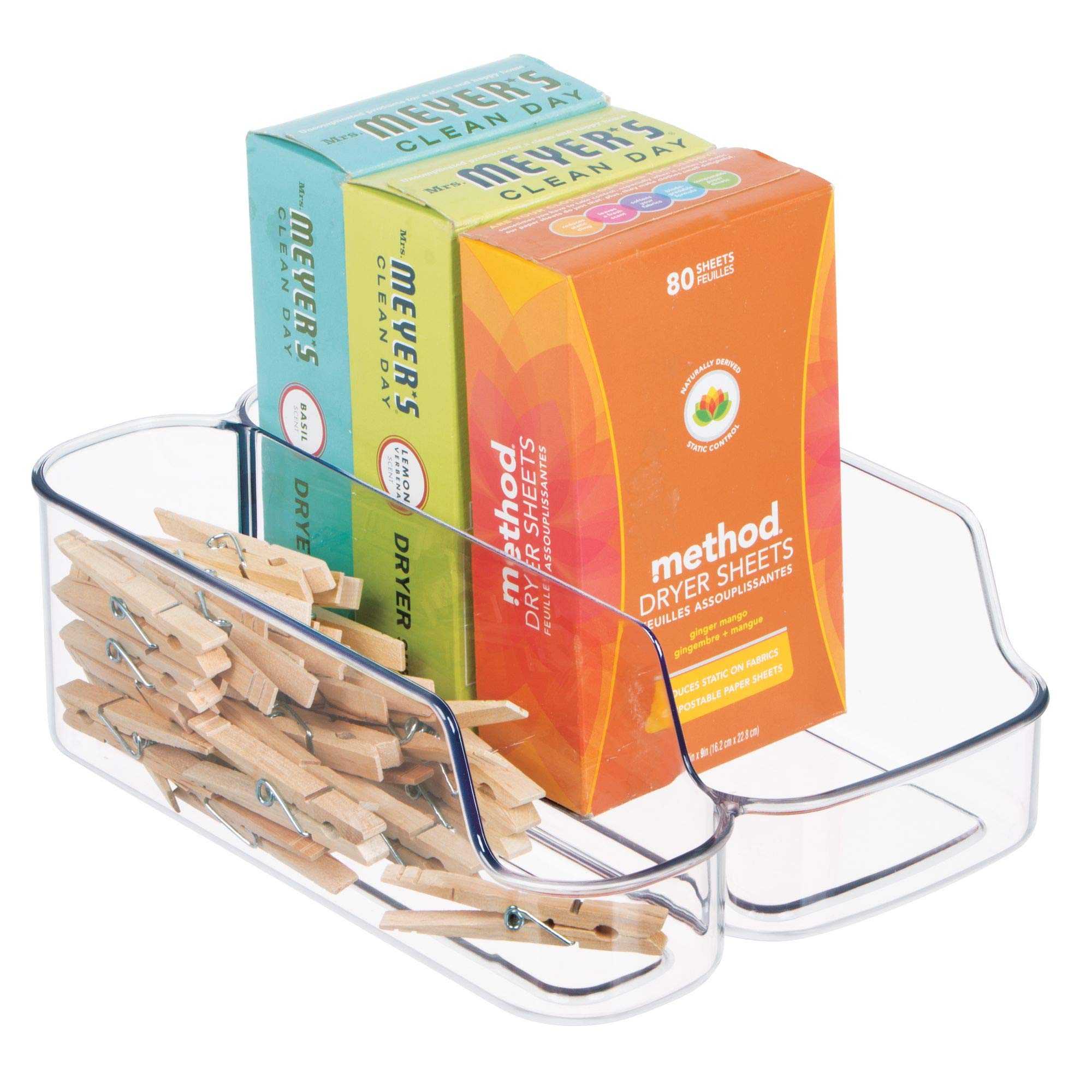 iDesign IDjr Storage Organizer with Two Compartments for Baby Bottles, Pouches, Food Jars for Pantry or Refrigerator - Clear