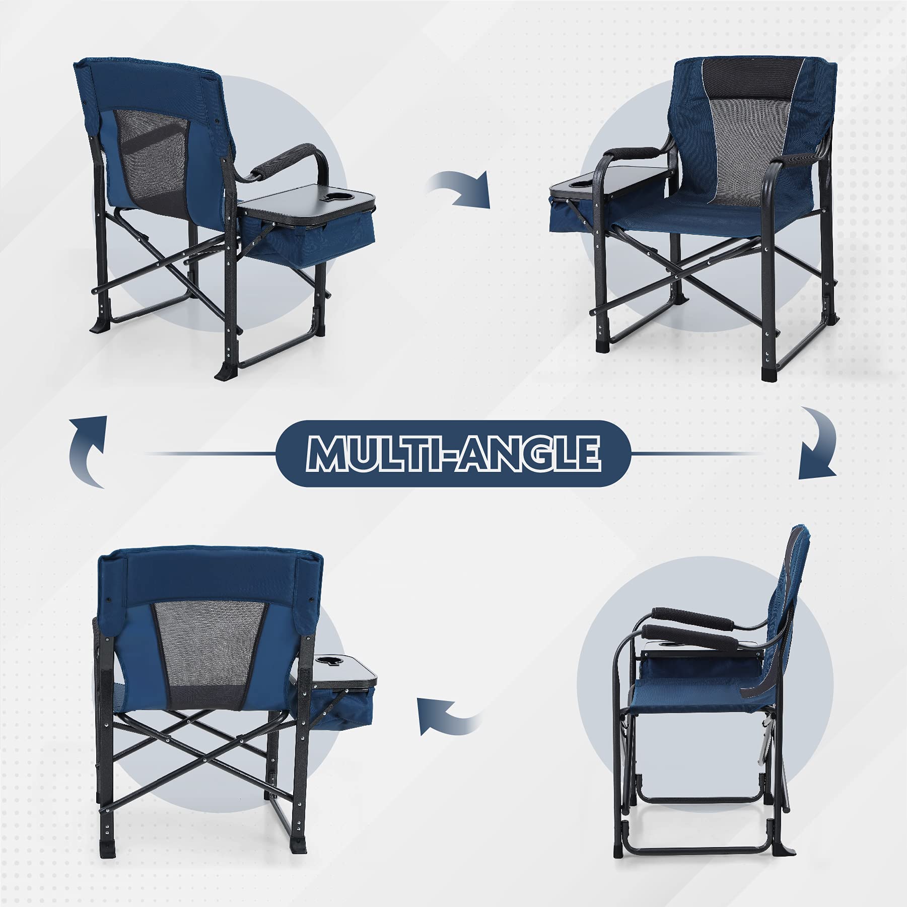 ALPHA CAMP Oversized Folding Director Chair Outdoor Heavy Duty Camping Chair with Side Table and Cooler Bag for Picnic, Hiking, Fishing, Supports 350LBS