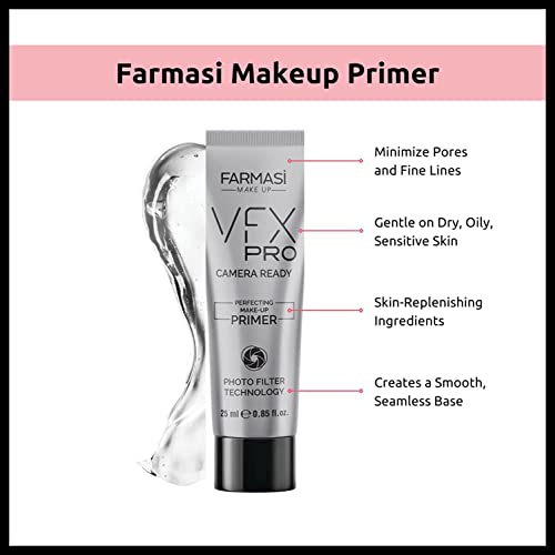 FARMASI VFX Pro Camera Ready Primer Makeup, Smoothing Face Primer, Evens the Appearance of Skin Tone & Redness, Hydrates & Improves Makeup Wear, Lightweight Long Lasting Coverage, 0.85 fl.oz / 25 ml