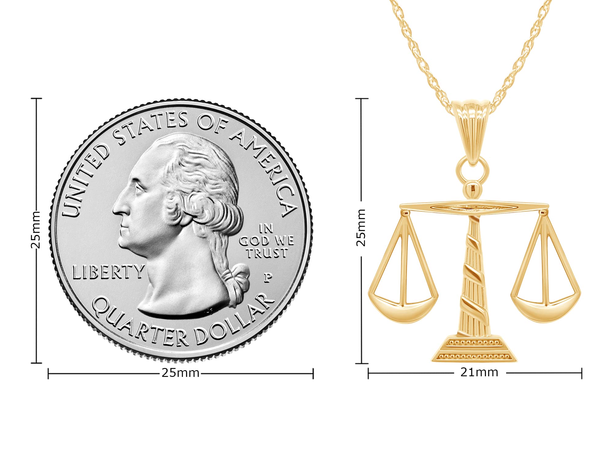 AFFY 14K Yellow Gold Over 925 Sterling Silver Scales of Justice Pendant Necklace