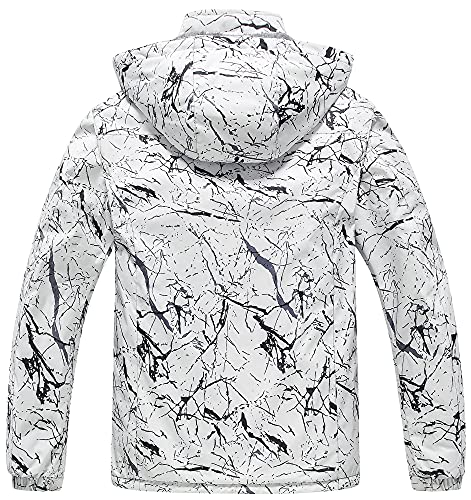 CREATMO US Men's Snowboard Jacket Snow Winter Coat Raincoat Line Printed Medium