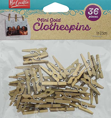 Leisure Arts Mini Clothespins, Gold 36 Piece