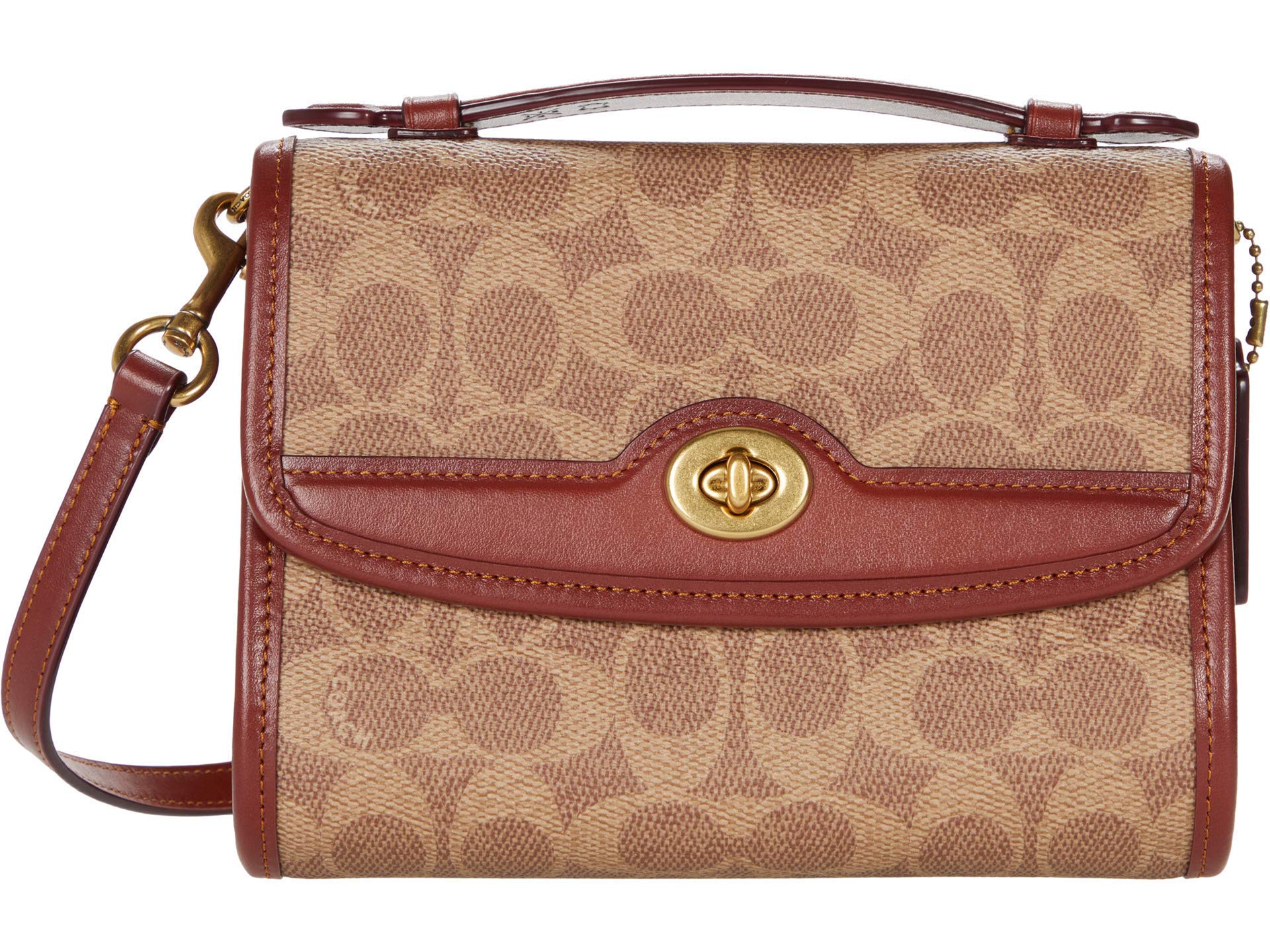 COACH Coated Canvas Signature Kip Turnlock Crossbody B4/Tan Rust One Size