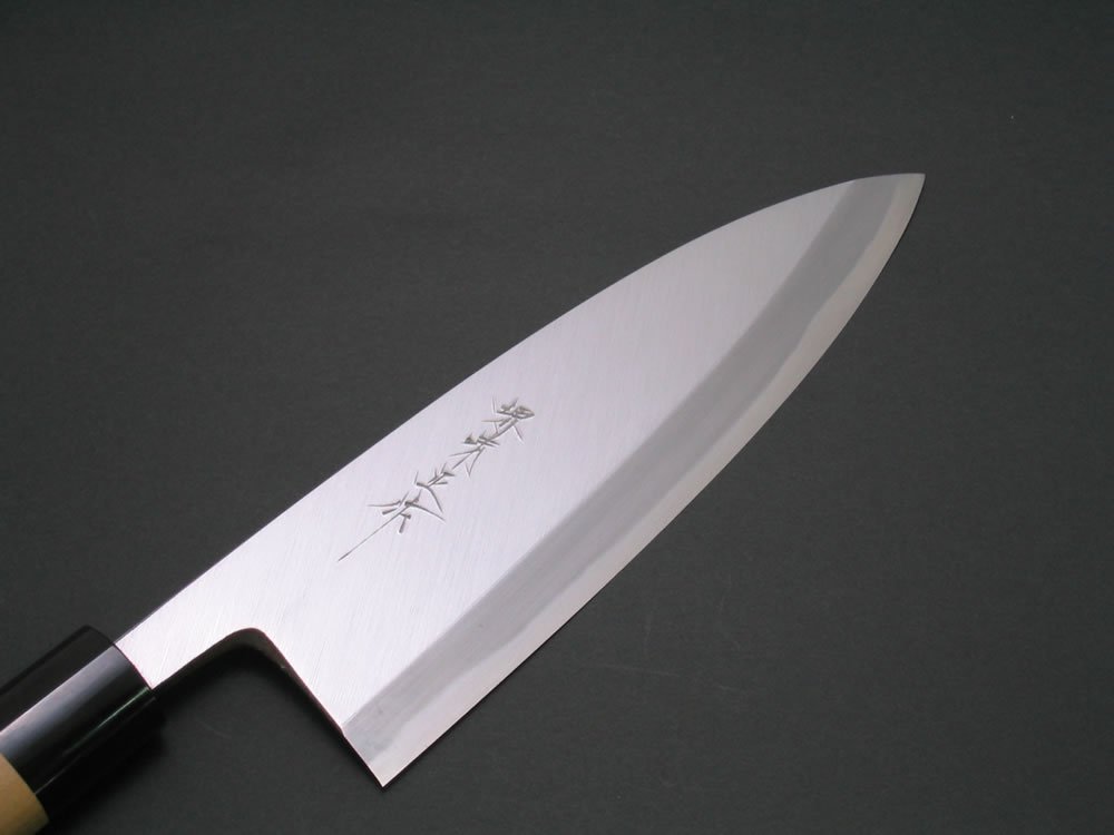 Houcho.com Sakai Ajimasa, Genuine Sakai-Manufactured, 7.6" (180mm) Kasumi White Steel Deba Knife