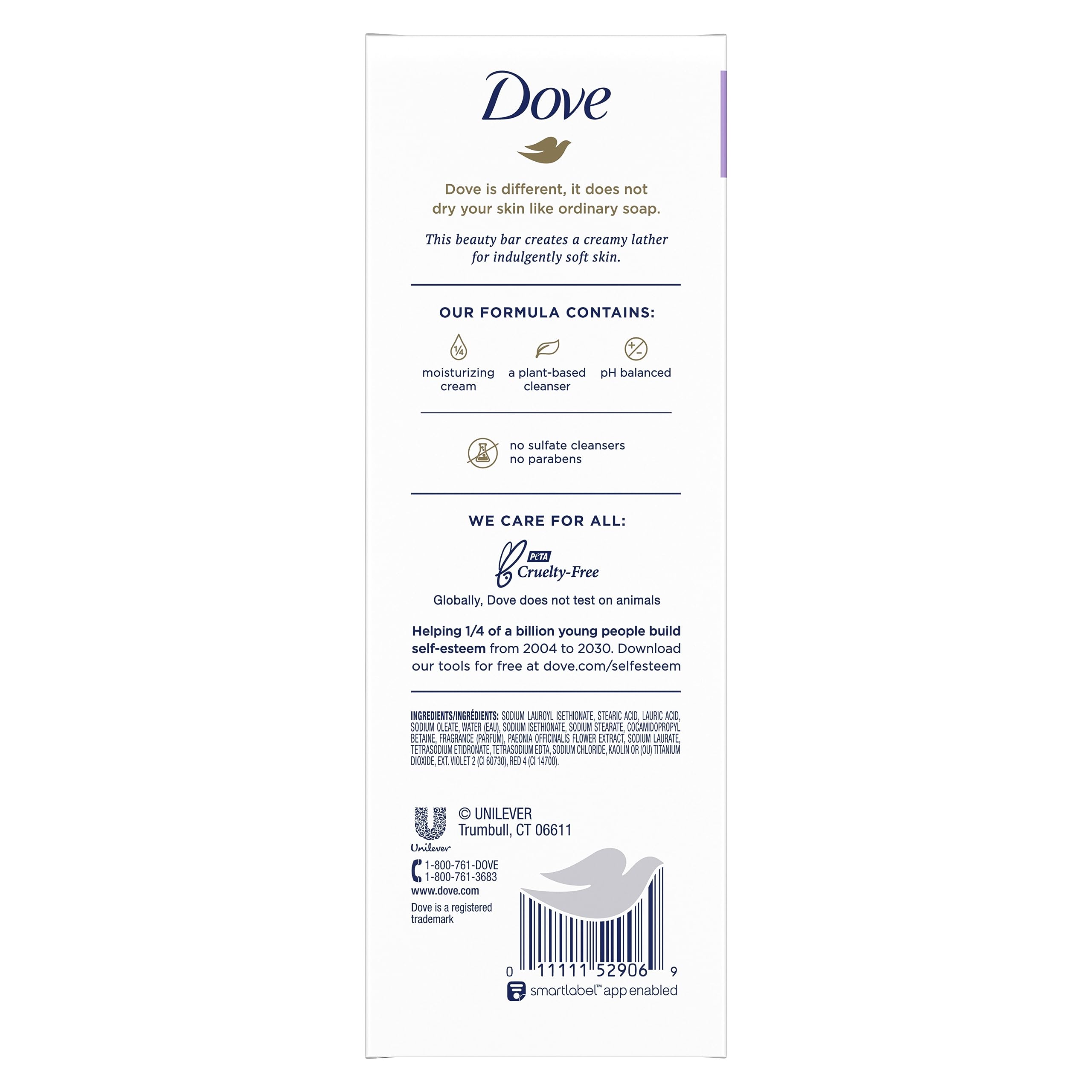 Dove Beauty Bar Gentle Skin Cleanser Moisturizing, Sweet Cream and Peony Scented, 3.75 oz, 8 Bars
