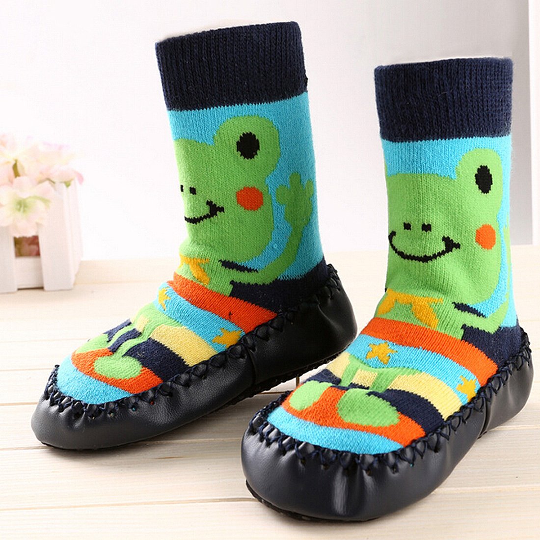 KF Baby Toddlers Boys Girls Non-Skid Slipper Socks Value Pack [3 Pairs]