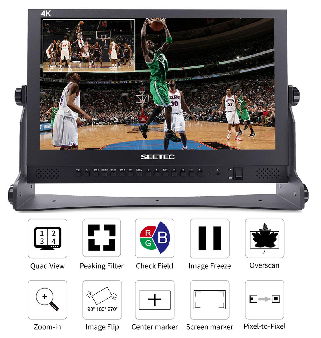 SEETEC P133-9HSD 13.3 Inch 4K HMDI Broadcast Monitor Professional LCD Director Studio Production Monitoring IPS Screen Aluminum Design