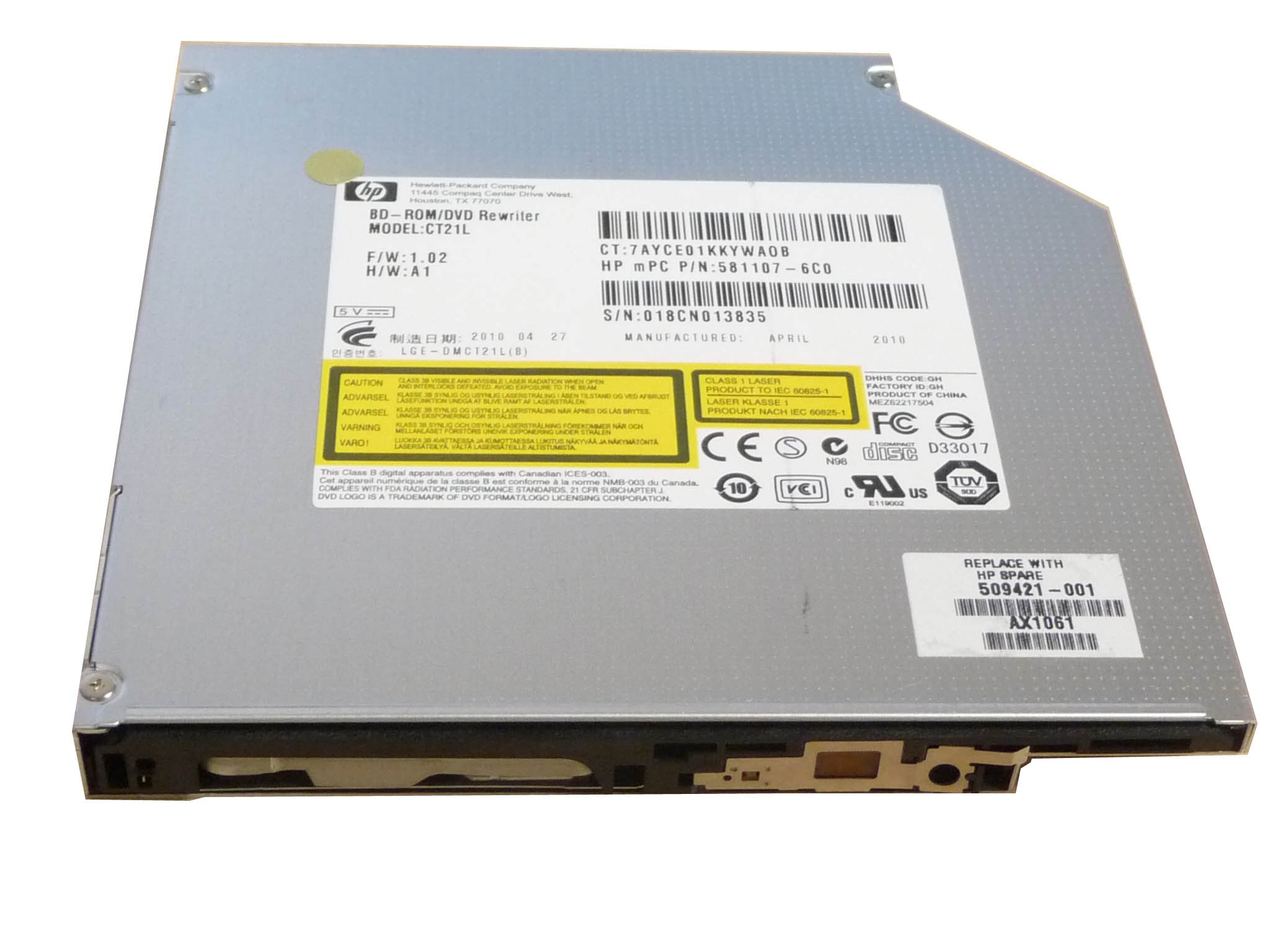 HP 605417-001 Pavillion DV4 DV7 ProBook 4410s Blu-Ray DVDRW SATA Drive without Bezel