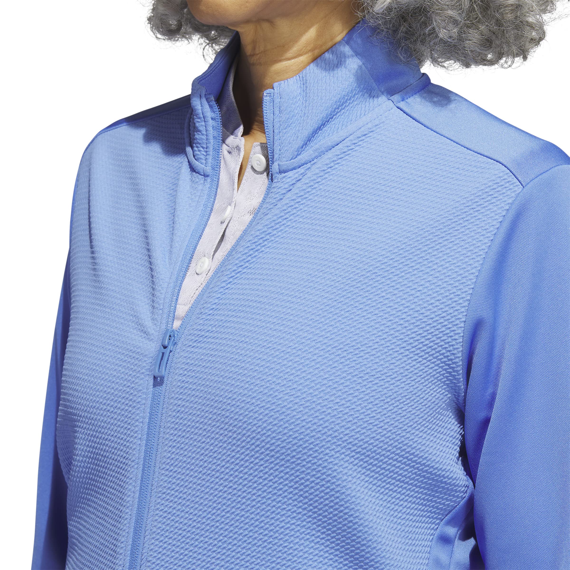 adidas Women's Standard Textured Full Zip Jacket, Blue Fusion, Medium