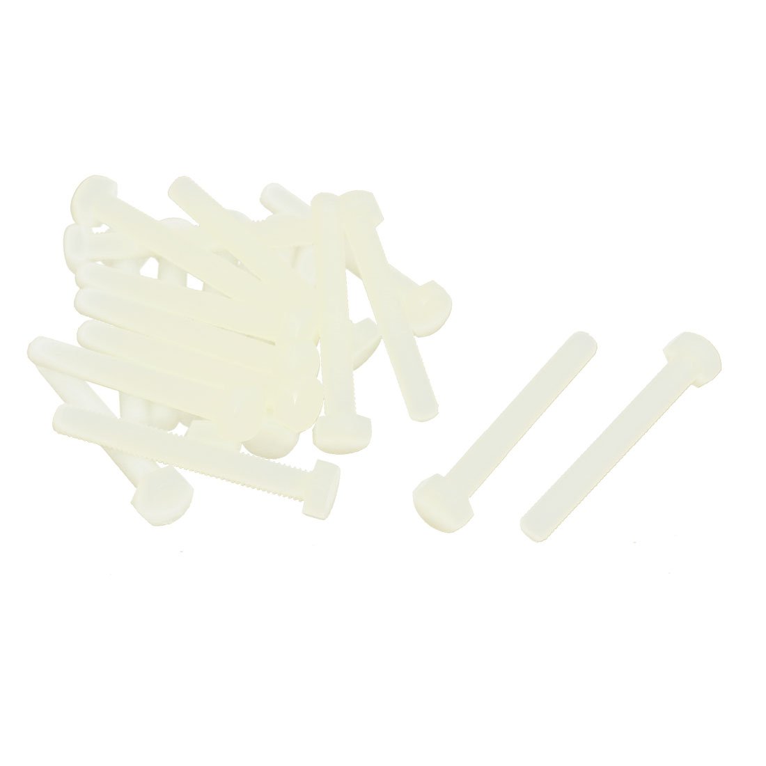 uxcell M6 x 50mm Full Thread 1mm Pitch Nylon Hex Head Cap Screw Bolt 20 Pcs