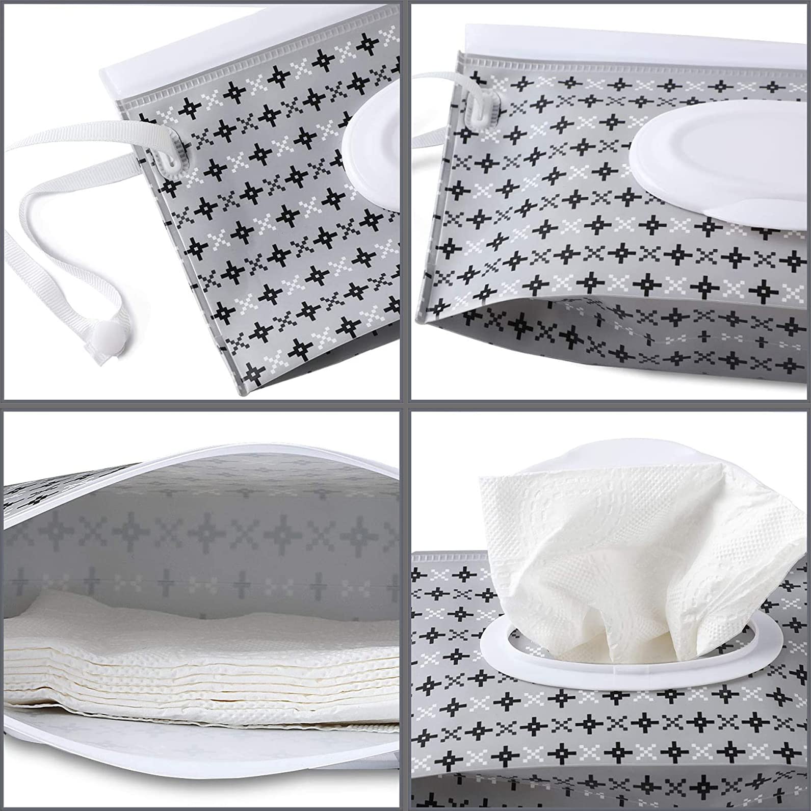 Baby Wipes Dispenser, On-The-Go Wipes Dispenser ,Portable Wet Reusable Refillable Wipe Holder Container for Diaper Bag Lightweight Travel Wipe Pouch Cases