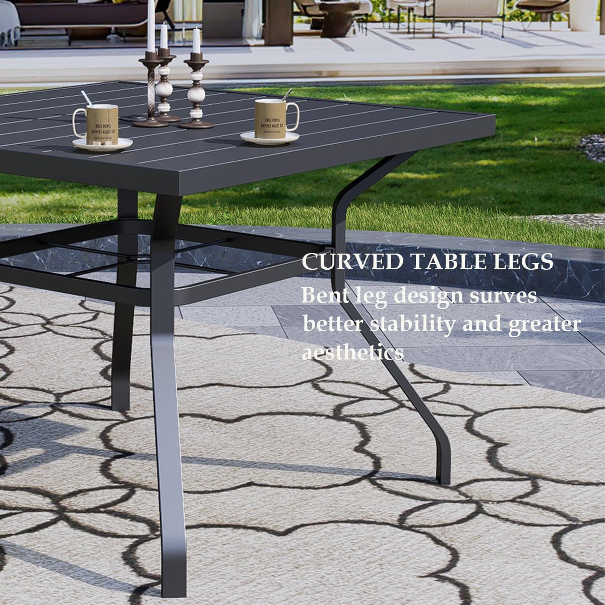 Anmutig 5 Piece Outdoor Patio Dining Set, 4 Textilene Chairs & 1 Square Dining Table for Backyard Front Porch Pool Deck Outdoor Furniture Set - Light Brown