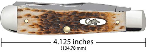 Case XX WR Pocket Knife Trapper With Genuine Bone Handle, Carbon Steel Blade(s), Length Closed: 4 1/8 Inches (Amber Bone)