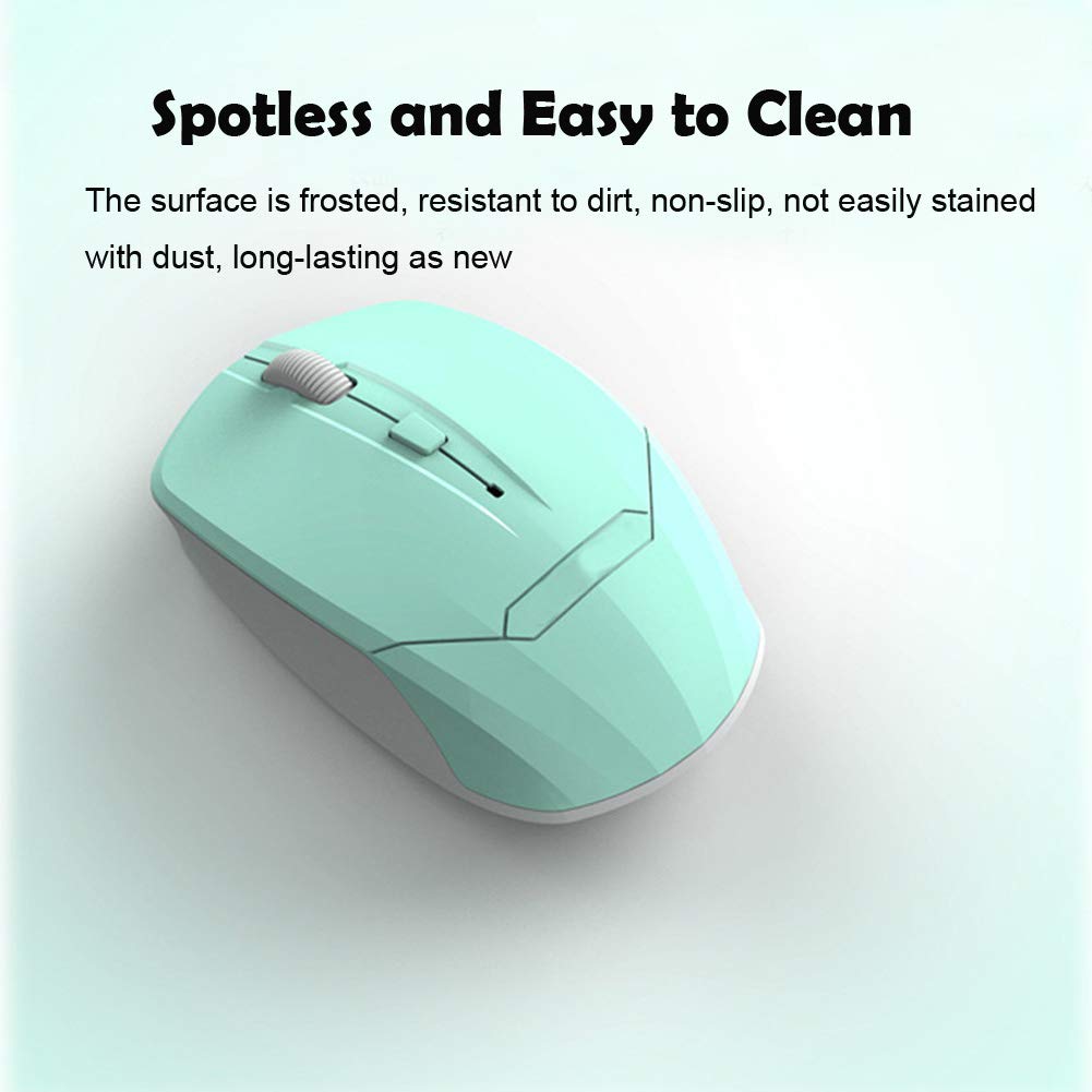 Wireless Keyboard Mouse Combo,2.4G USB Cordless Cute Lightweight Mute Chocolate Keyboard and Optical 800-1200-1600DPI Adjustable Mouse Set Office Game Home Use for Notebook Laptop Computer (Green)