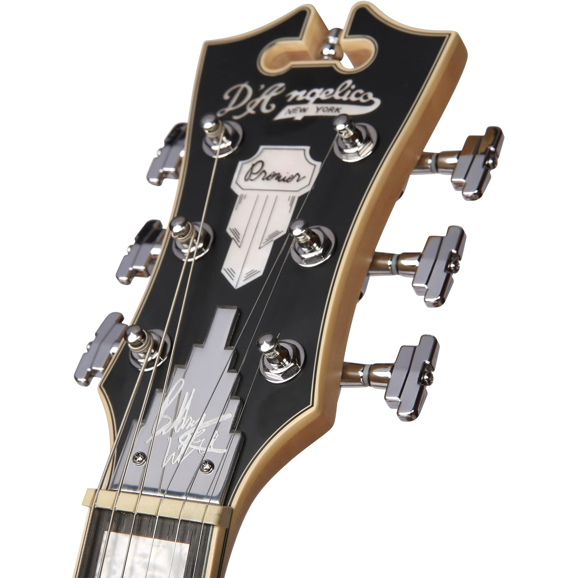 D'Angelico 6 String Solid-Body Electric Guitar, Right, Stone (DAPBEDBWMSTCTR)