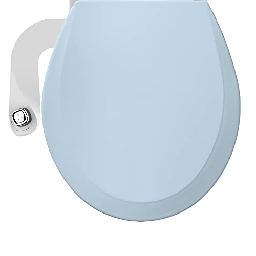 Bio Bidet by Bemis 500EC Toilet Seat with Perfect Fit, Fresh Water Spray, Non-Electric, Easy to Install Bidet, ROUND, Dresden Blue