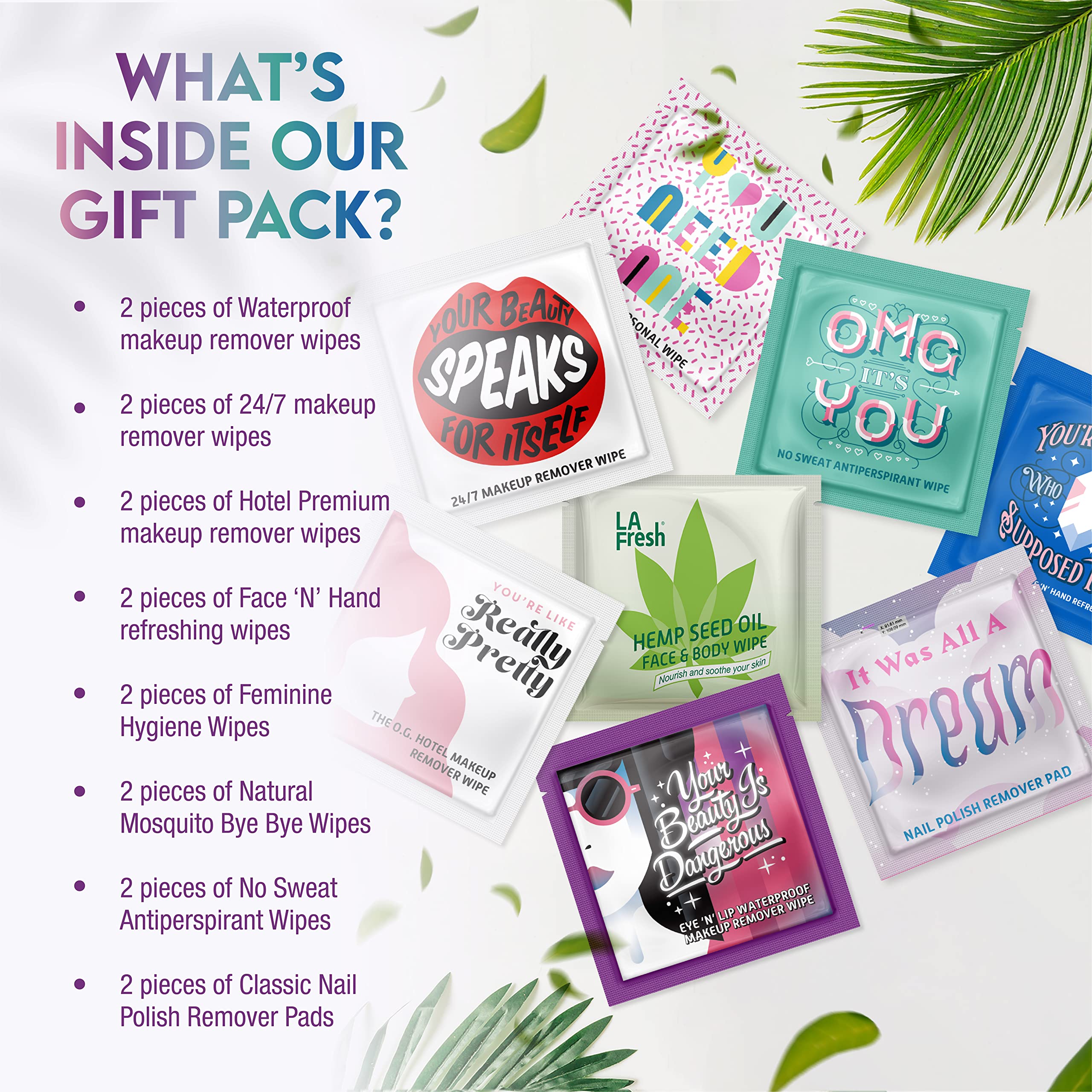 La Fresh My Beauty Is Unique Beauty Wipes Gift Pack - Contains 16 Individually Wrapped Wet Wipes Variety For Personal Care and Travel Essentials