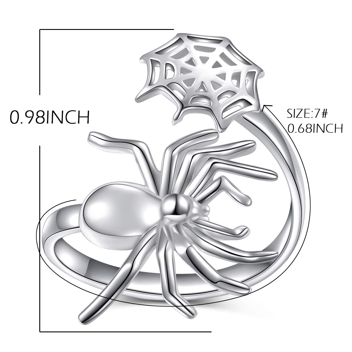 Alphm S925 Sterling Silver Spider Ring for Women Witch Rings Jewelry Gift