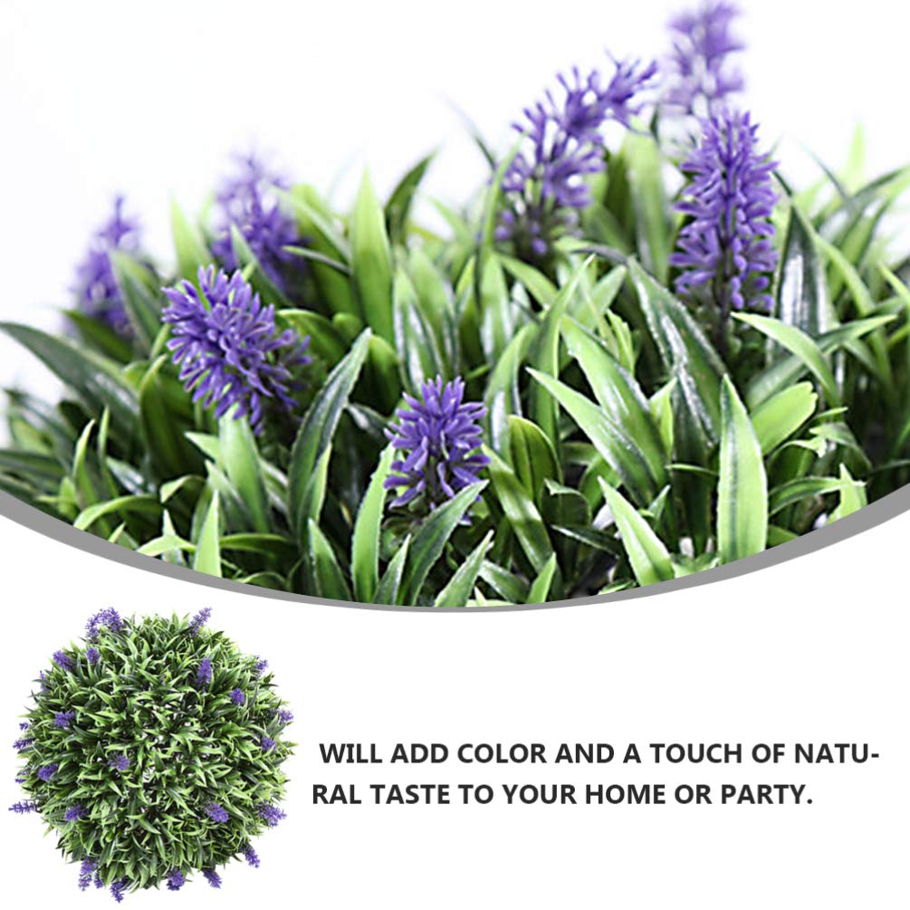 DOITOOL 2pcs Artificial Topiary Lavender Ball Fake Plant Topiary Ball Lavender Decorative Hanging Balls Round Ornaments Balls for Courtyard Garden Gate Balcony Wedding and Home Decoration 20cm