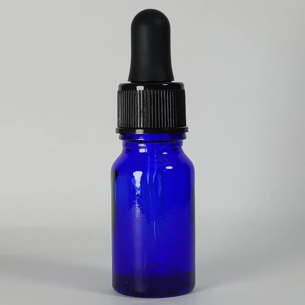 Bioll 10ml (1/3 oz) Glass Dropper Bottle. Essential Oil Bottle With Glass Eye Droppers. For Lab Bottles, Alcohol Bottles And Sterilize Water Bottles-24Pcs (Blue)