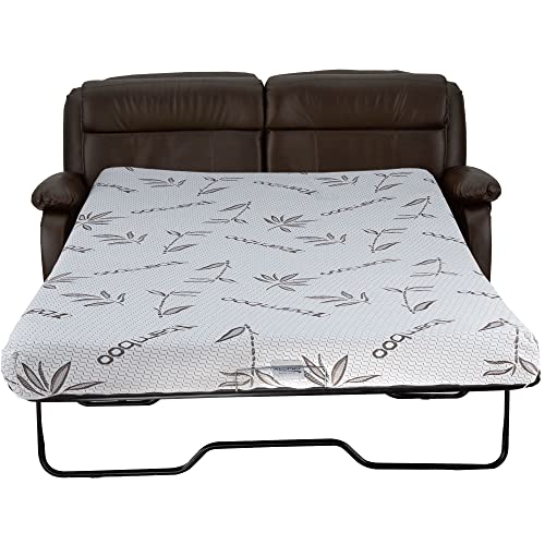 RecPro Charles Collection | 65" RV Hide A Bed Loveseat | Memory Foam Mattress | RV Sleeper Sofa | Pull Out Couch | RV Furniture | RV Loveseat | RV Living Room (Slideout) Furniture | Chestnut