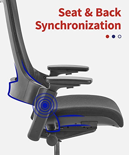CLATINA Ergonomic High Swivel Executive Chair with Adjustable Height Head 3D Arm Rest Lumbar Support and Upholstered Back for Home Office Black Mesh/High Back