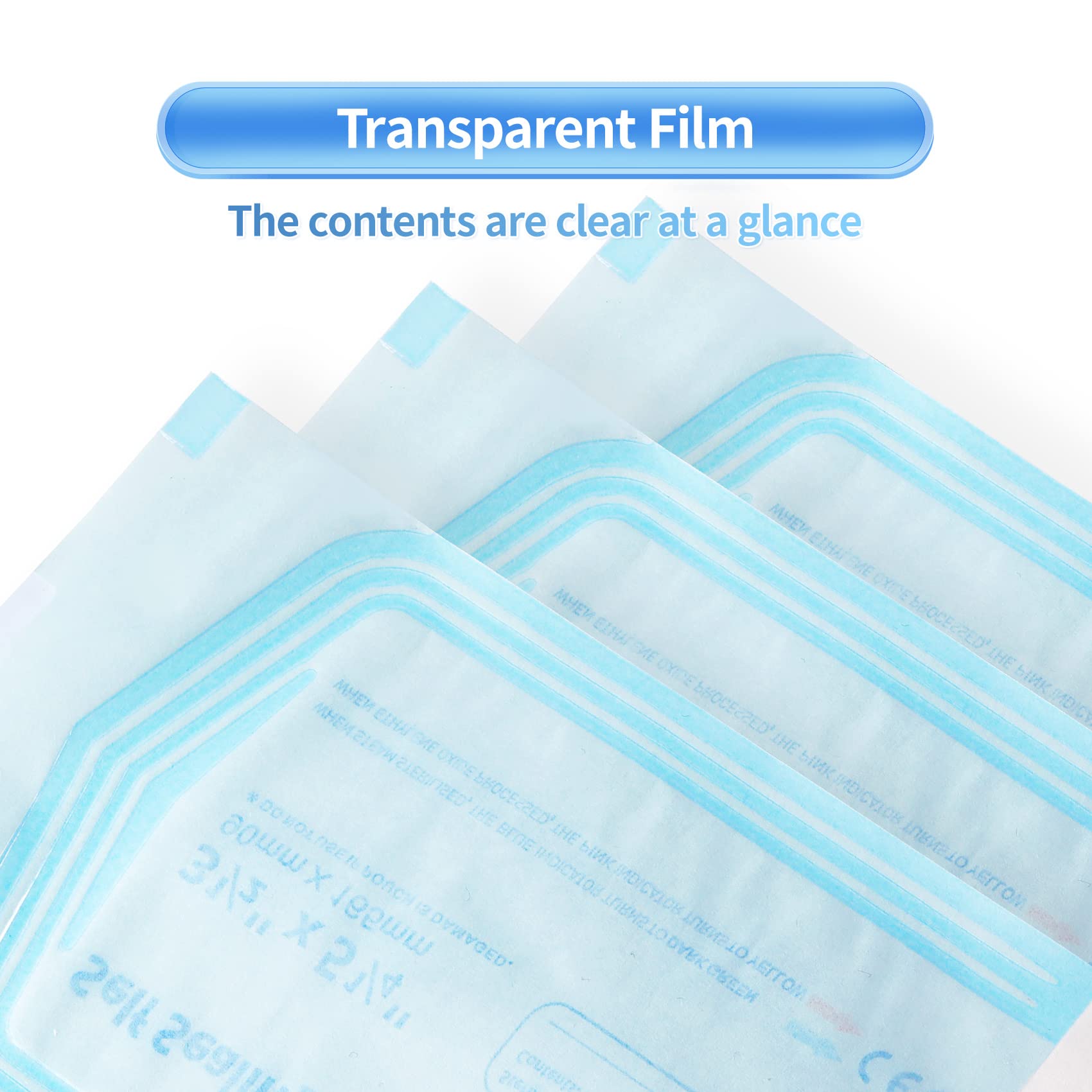Annhua 3.5 X 6.5 Self Sterilization Pouches for Dental Offices, 100 Pcs Self Seal Sterilizer Bags Pouch - Blue