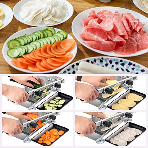 Manual Frozen Meat Slicer, Stainless Steel Meat Cutter Beef Mutton Roll Meat Cheese Food Slicer Vegetable Sheet Slicing Machine, Deli Slicer for Home Kitchen