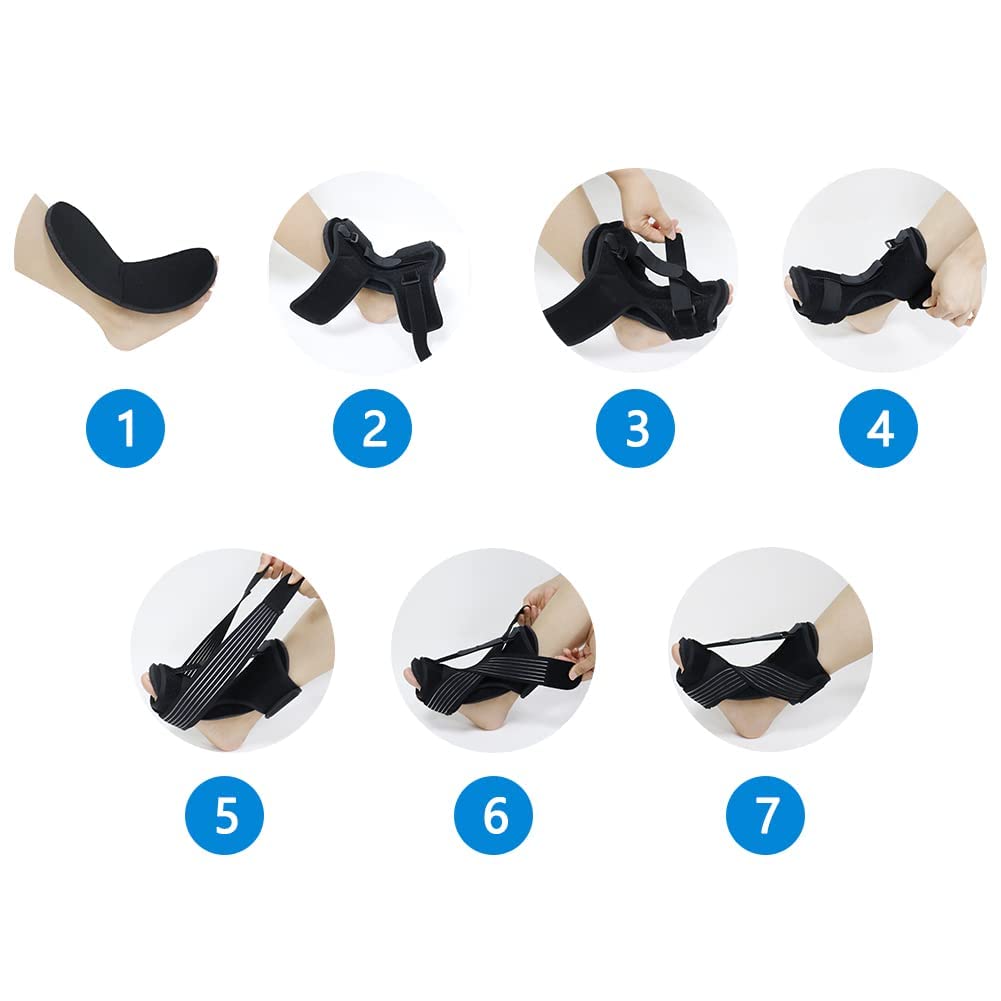 Ankle Support Brace,Women & Men Adjustable Tendonitis Support -Injury Recovery, Joint Pain,For Drop Foot Ankle Heel Pain Plantar Fasciitis Night Splint Relief set,Black