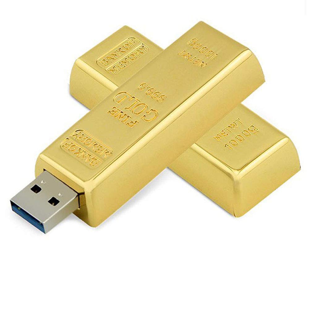 Usbkingdom 64GB USB 3.0 Flash Drive Super Speed Novelty Metal Bullion Gold Bar Shape Pendrive Memory Stick Thumb Drives Flashdrive USB Flash Disk