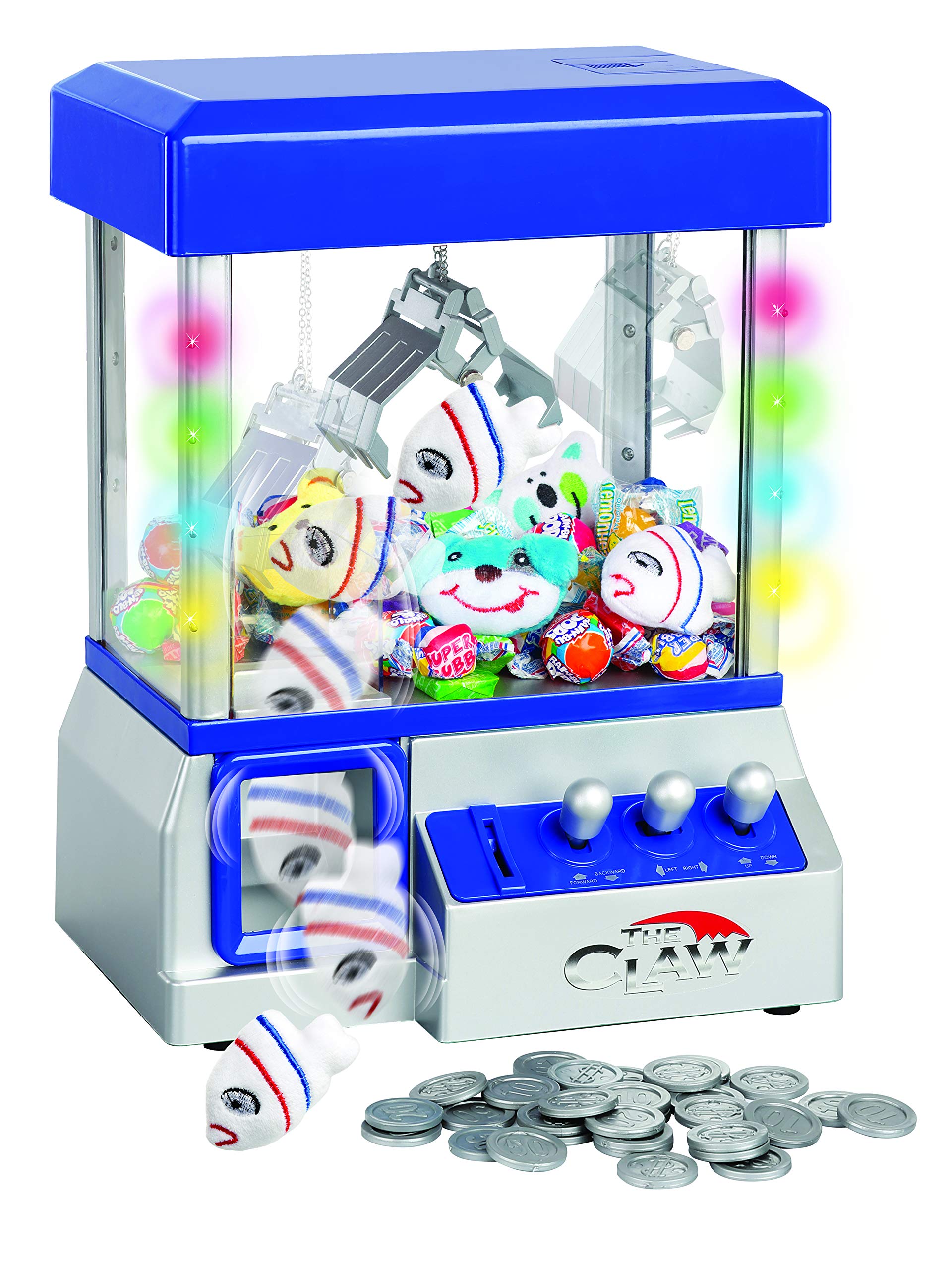 Claw Machine - Arcade Mini Toy Grabber Machine for Kids - Candy Machine- Retro Carnvial Music & Flashing Lights- Best Birthday Gift Game. Use Gumballs, Candy, Toys, or Small Prizes (Blue)
