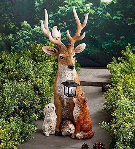 YANGXUE Solar Garden Light, Fawn Solar Light Garden Decor Statues, Solar Deer Statues Lamp, Resin Crafts Light Lantern,Garden Decor Ornament Used for Home,Yard, Patio Art Decorations