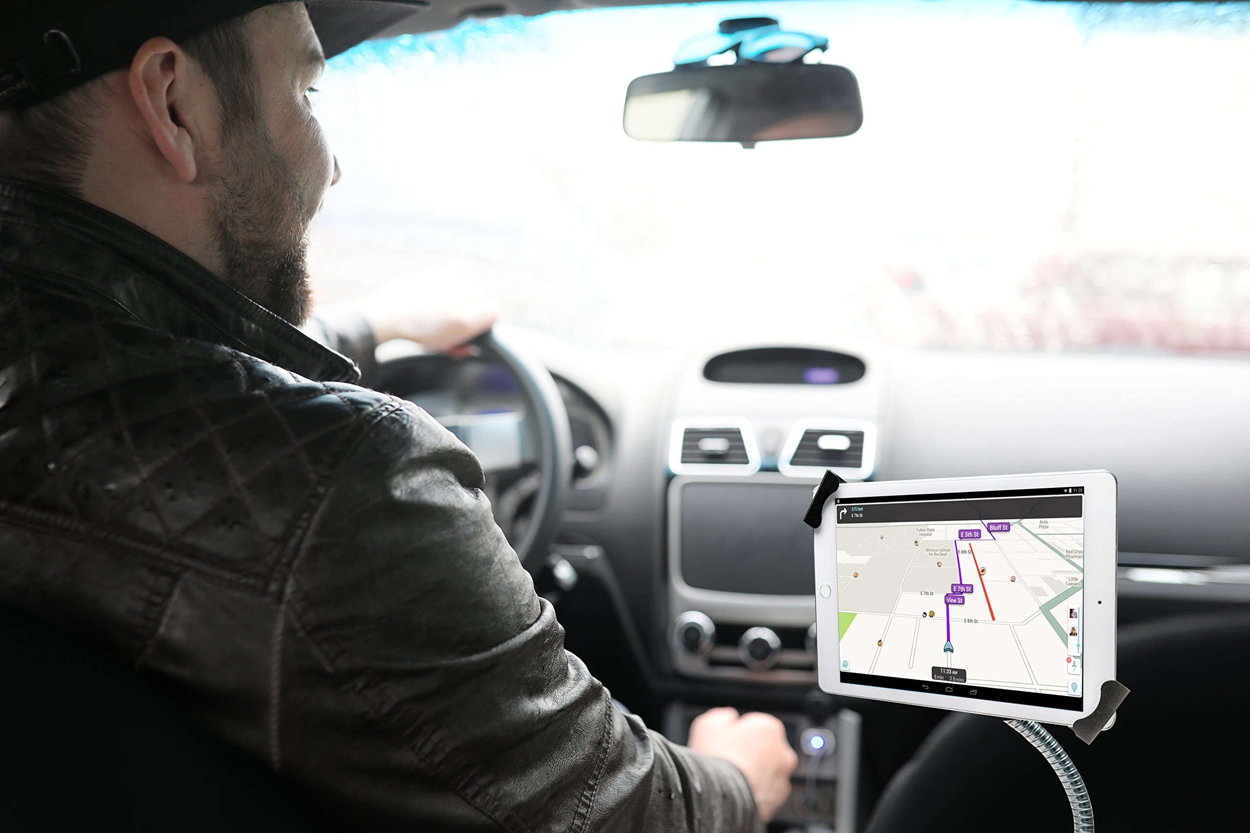 Gooseneck Car Mount – CTA Secure Gooseneck Car Mount with Lock and Key Security System for iPad 10th Gen 10.9" - iPad 7/8/9 Gen 10.2" - Surface Pro 4 - Surface Go 3 - Galaxy Tab S3 - Black (PAD-SGCT)