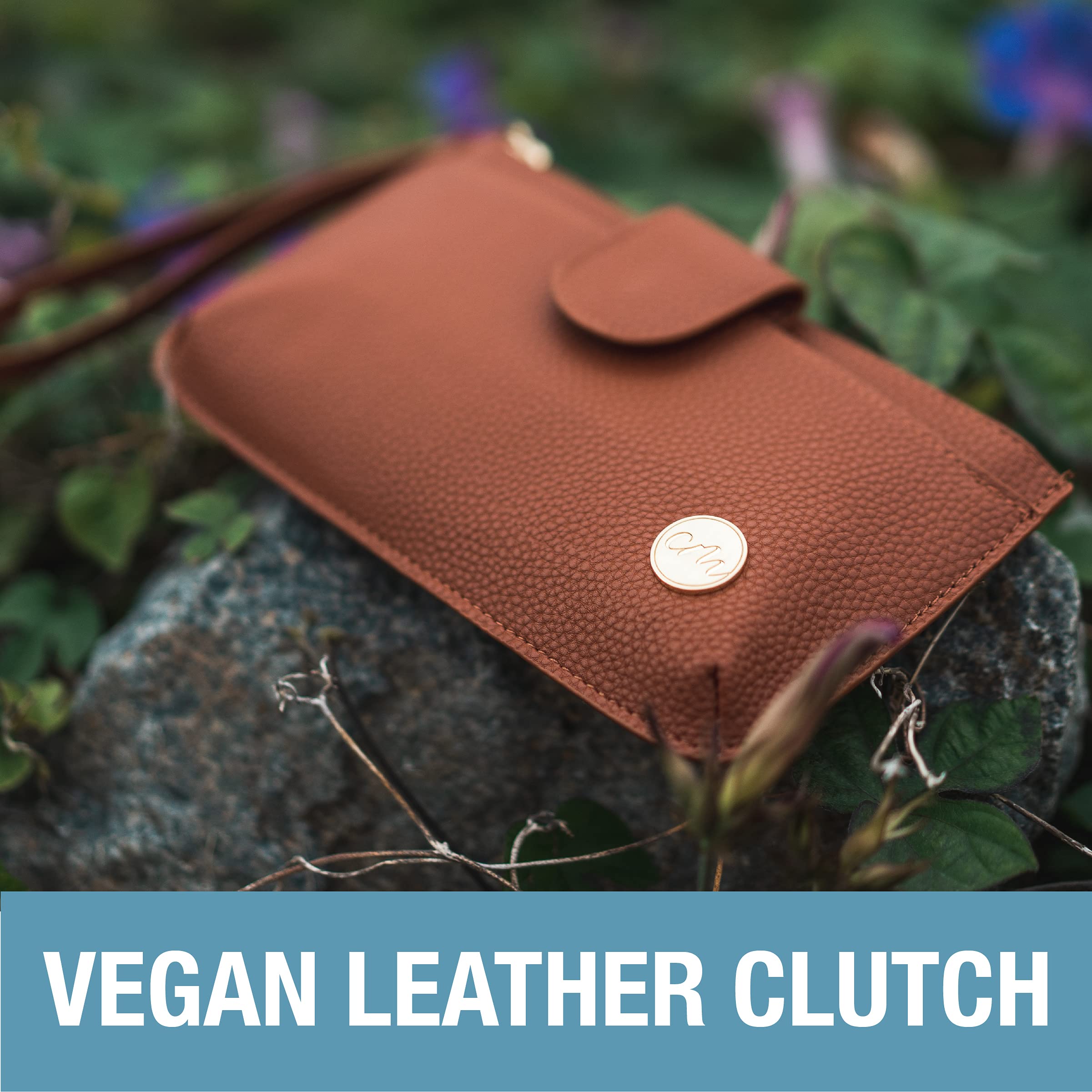 CleverMade Premium Zip Pouch Wallet Clutch with Multiple Storage Pockets and Wristlet Strap for Easy Carrying, Durable Vegan Leather Construction, Black