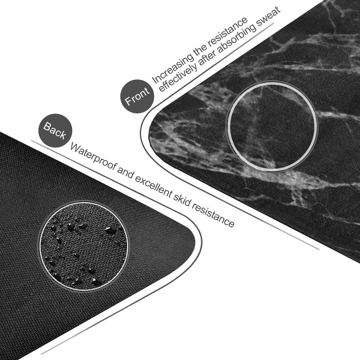 Aflyko Marble Black Yoga Mat Workout 1-mm Thick Fitness Mats for HIIT Pilates Cardio Exercises 71" × 26"