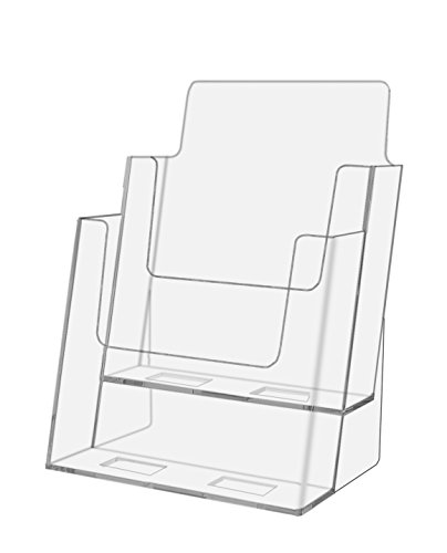 Marketing Holders Literature Holder for 6 Inch Bifold Brochures Booklets and Flyers Clear Countertop Double Pocket 2 Tiered Take One Organizer