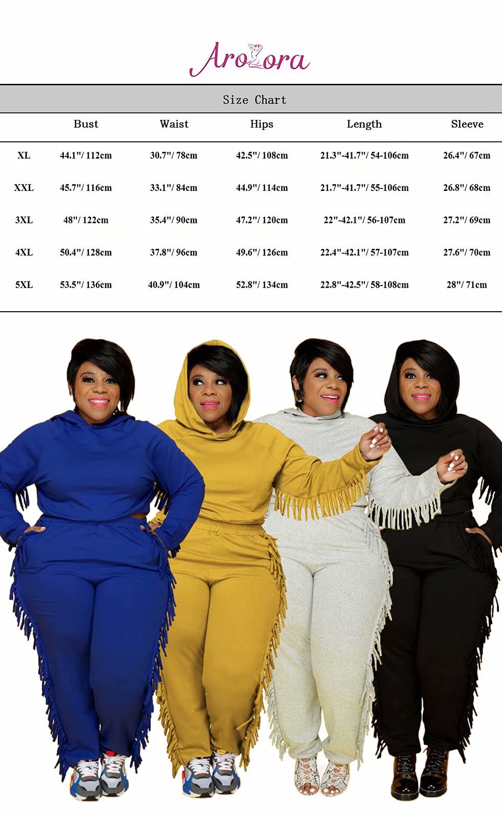 Aro Lora Womens Plus Size 2 Piece Outfit Casual Tassels Pullover Hoodies and Long Pant Tracksuit Set 3X-Large Blue