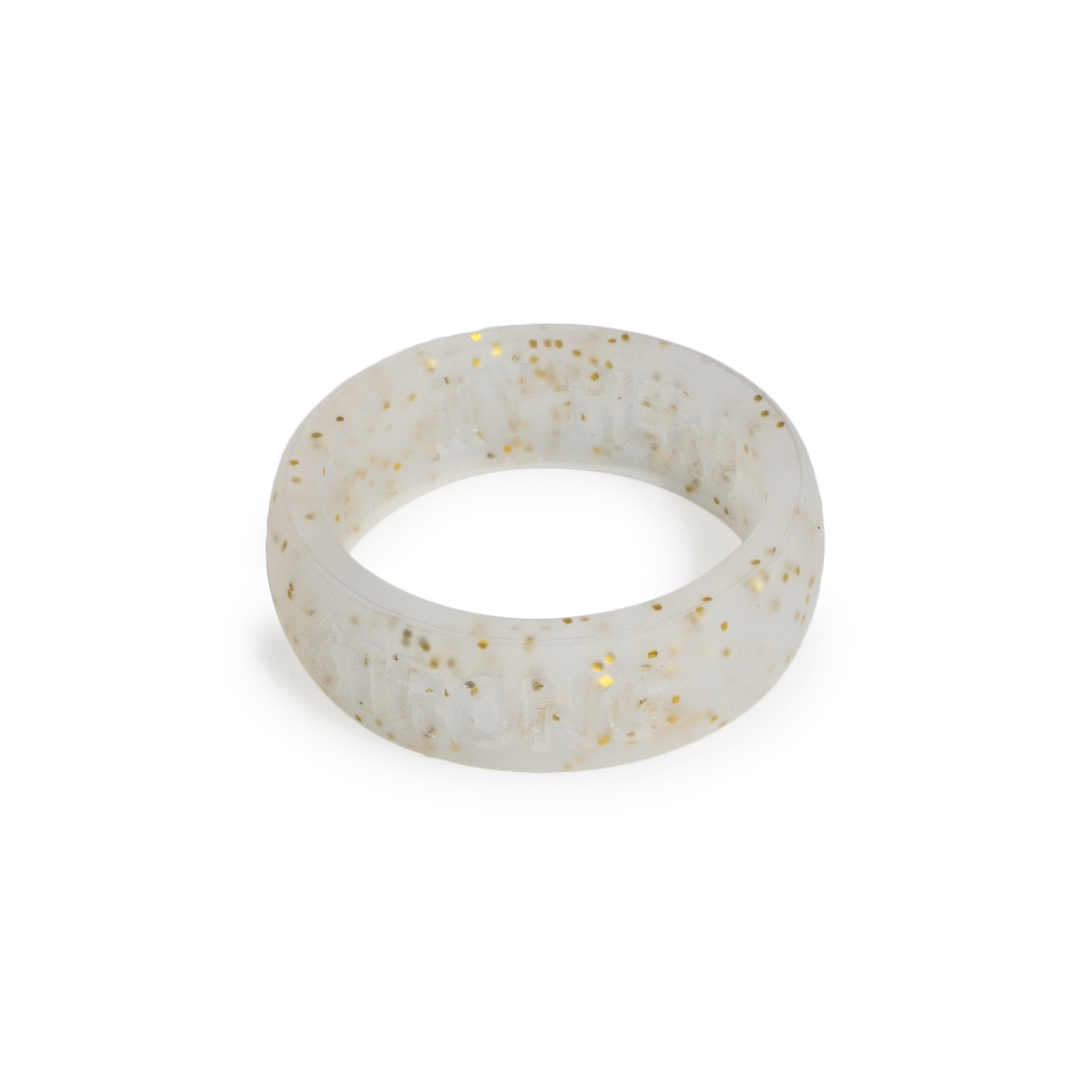 Aroband Silicone Ring Anniversary Gift Premium Silicone Wedding Rings for Woman Personalized Custom Wedding Ring Gift for Wife Safe ring Gym (White/Gold, 5)