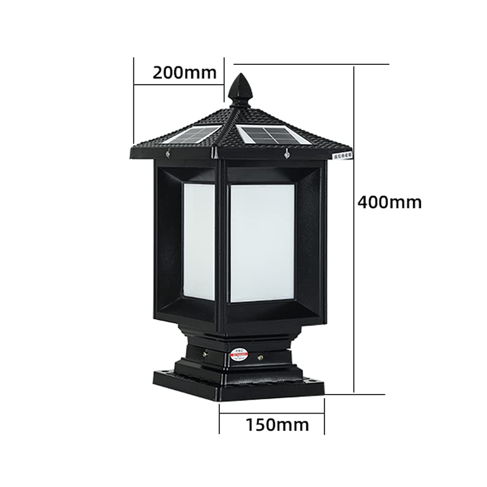Codlyn Solar Fence Column Light Gate Pillar Waterproof Stigma Lamp Outdoor Garden Post Cap Light Garden Villa Railing Lawn Lamp Aluminum Decoration Lighting Fixtures, Black