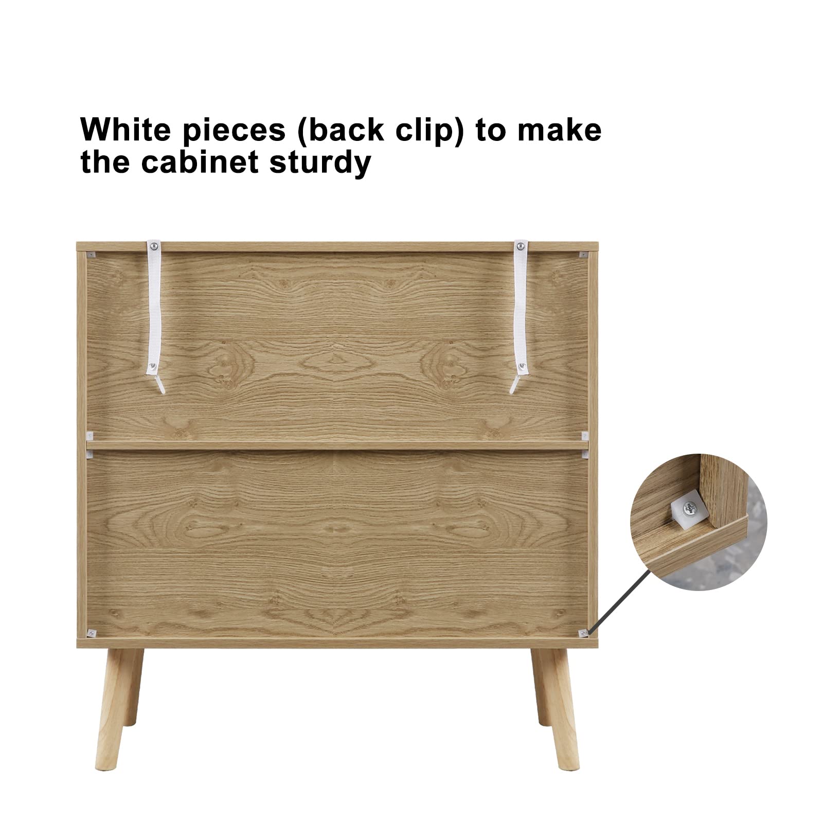Anmytek Rattan Cabinet, 2 Door Sideboard Buffet Cabinet with Adjustable Shelf Wood Storage Cabinet for Living Room Dining Room Kitchen Hallway Entryway,H0082