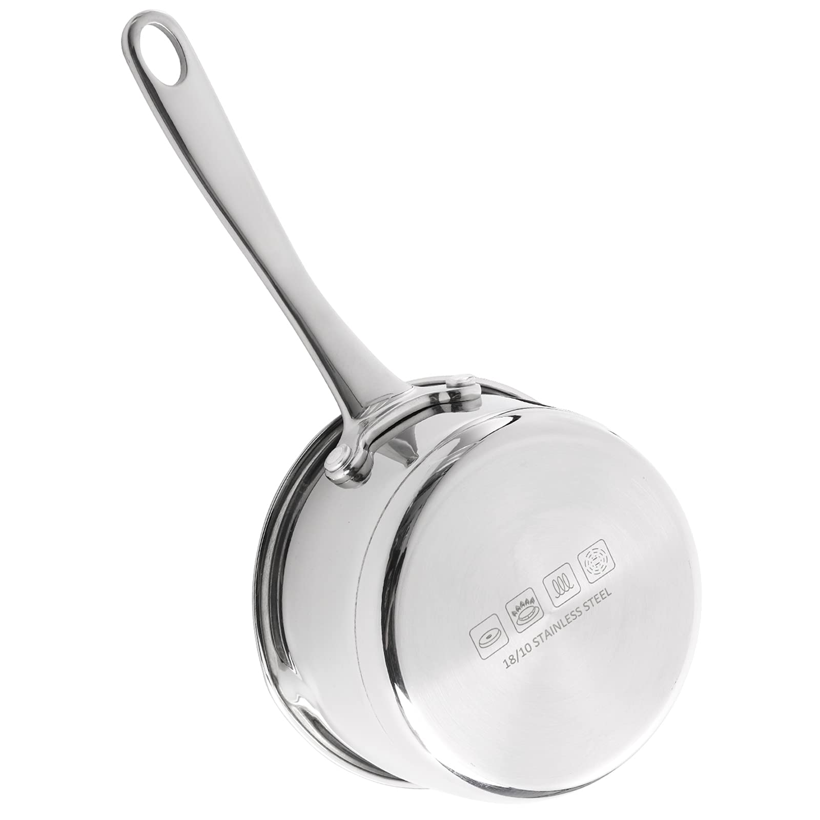 DEAYOU 18/10 Stainless Steel Butter Warmer Measuring Pan, 0.5-Quart Milk Warmer Pot with Dual Pour Spouts, 17OZ Small Sauce Pan for Stove Top, Chocolate Melting, Coffee Tea Soup Warming