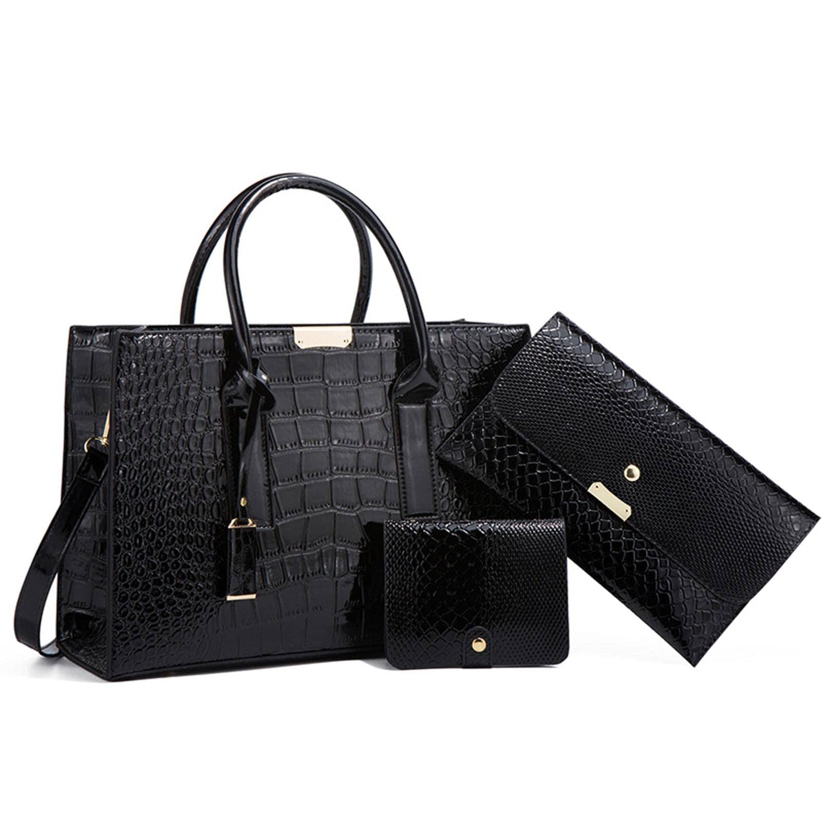 NC Snakeskin Pattern Female Bag Fashion Trend Diagonal Handbag Retro Large-Capacity Four-Piece Bag, Red