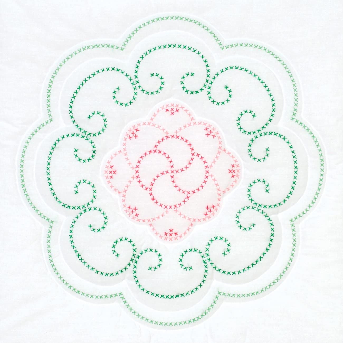 Jack Dempsey Needle Art - Vintage Cross-Stitch Flower 18" Quilt Squares