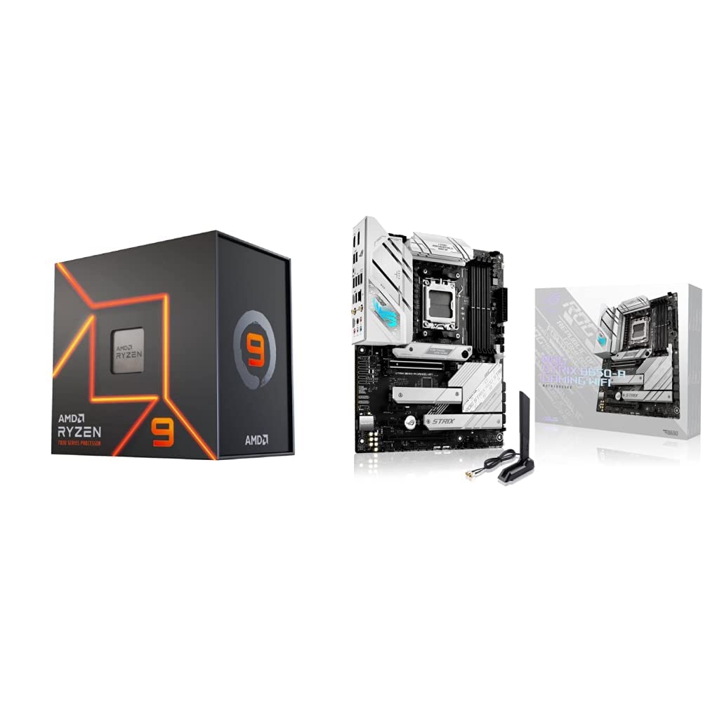 AMD Ryzen™ 9 7950X 16-Core, 32-Thread Unlocked Desktop Processor ASUS ROG Strix B650-A Gaming WiFi 6E AM5(LGA1718)Ryzen 7000 Gaming Motherboard(12+2 Power Stages,DDR5,3xM.2 Slots,PCIe® 4.0, 2.5G LAN)