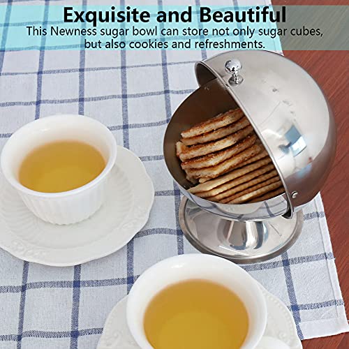 Newness Stainless Steel Multi-purpose Sugar Bowl with Roll Top for Home & Kitchen