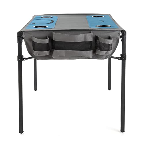 ARROWHEAD OUTDOOR 51” Heavy-Duty Portable Folding Table, 8 Cup Holders, Integrated Cooler, 2 Side Storage Pouches, No Sag Surface, Carrying Case, Steel Frame, High-Grade 600D Canvas, USA-Based Support