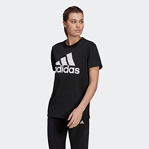 adidas Women's Essentials Logo Boyfriend Tee, Black/White, Small