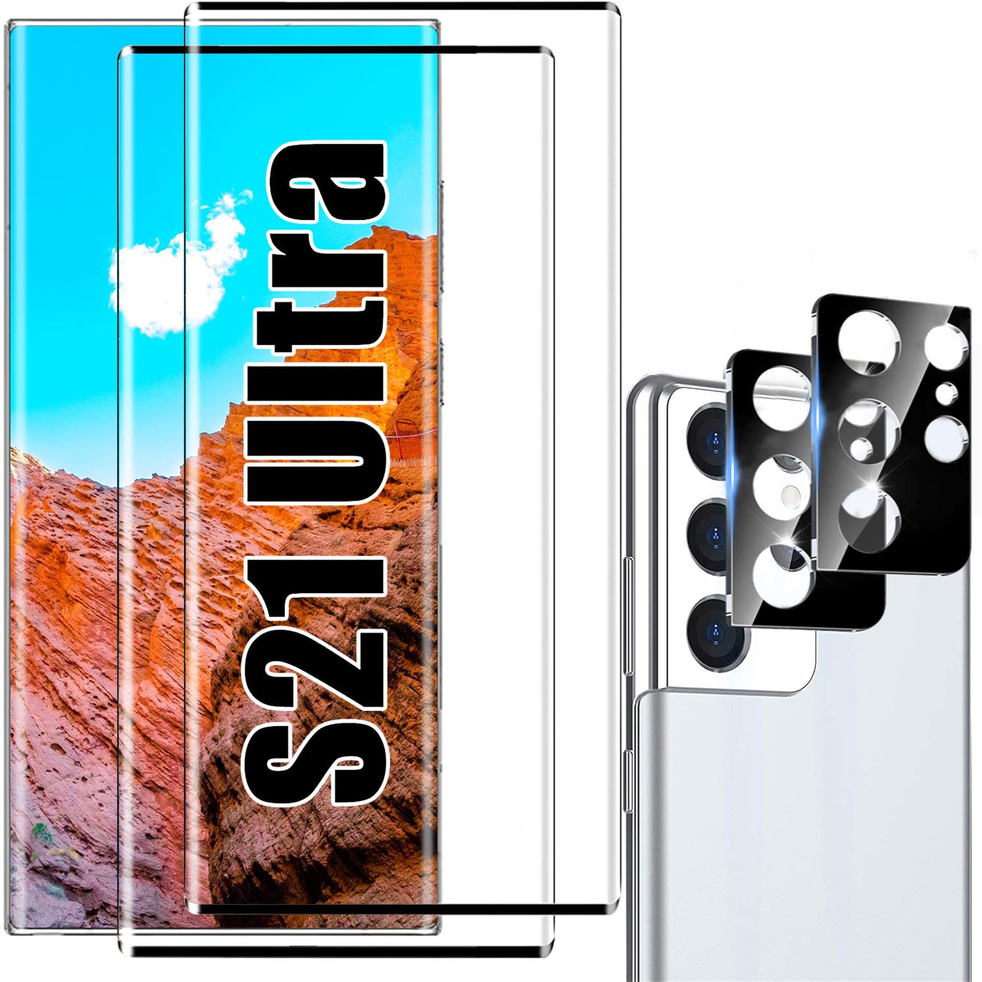 Arshek [2+2 Pack] Screen Protector for Samsung Galaxy S20/S20 5G, 9H Tempered Glass, Ultrasonic Fingerprint Compatible,3D Curved, HD Clear, Bubble-Free for Galaxy S20 Glass Screen Protector