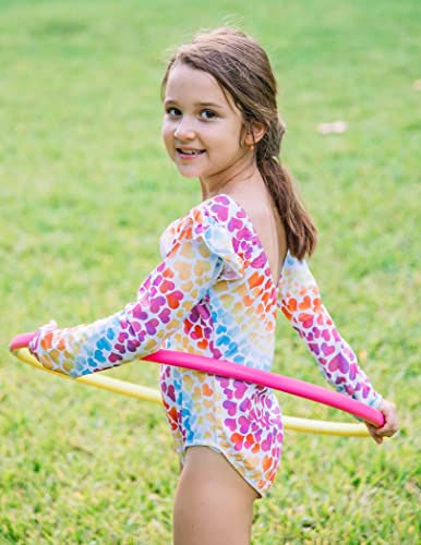 Arshiner Girls Gymnastics Leotards Ruffle Long Sleeve Shimmer Ballet Unitard Dancewear for 3-10 Years